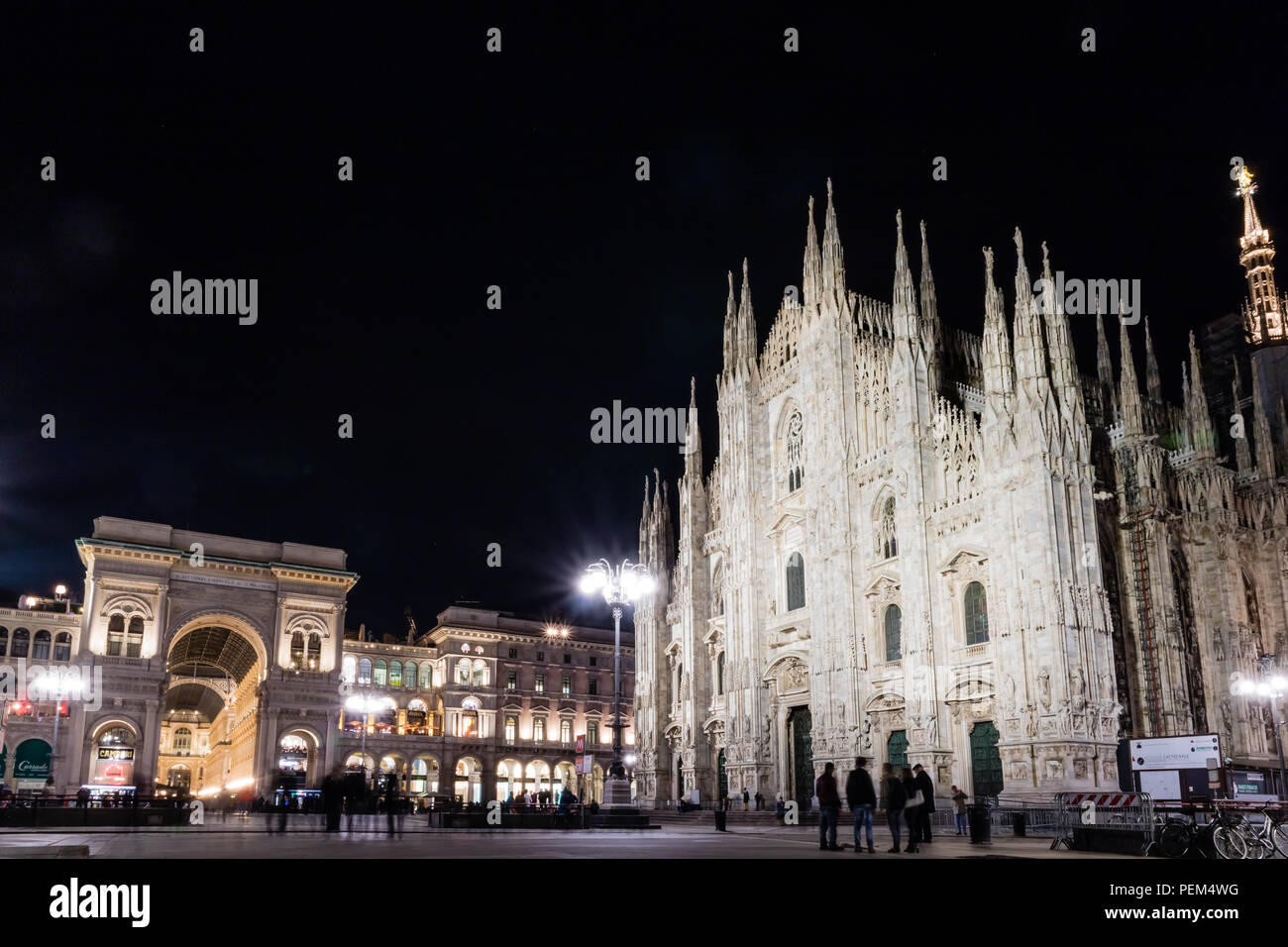 Beautiful Catholic Church Duomo Di Milano illuminated at night from ...