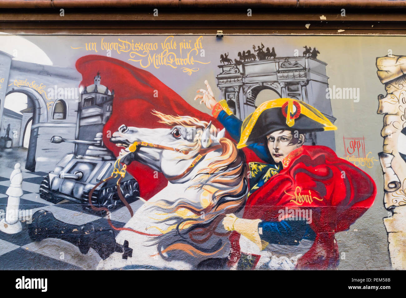 Walls artistics graffitis in Milan from Italy Stock Photo - Alamy