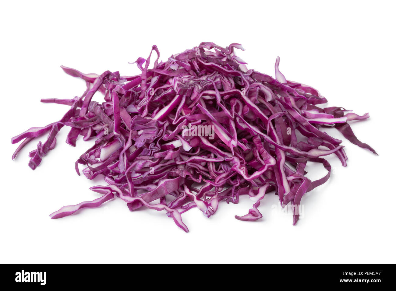 Heap of fresh raw shredded red cabbage isolated on white background ...