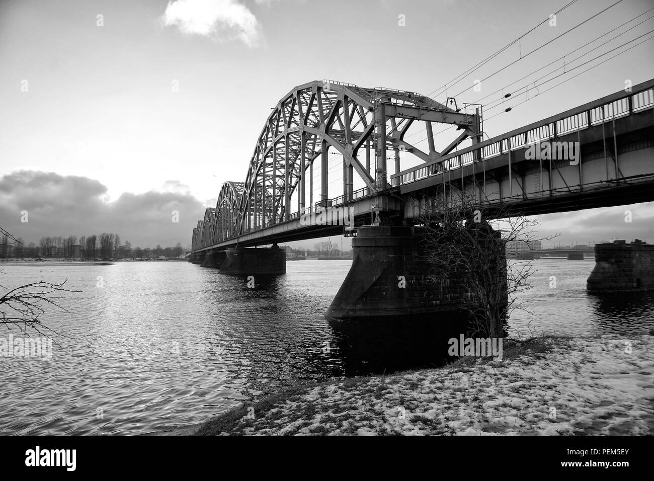 Railway bridge, Riga Stock Photo - Alamy