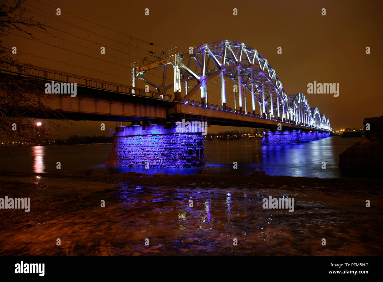 Railway bridge, Riga Stock Photo - Alamy