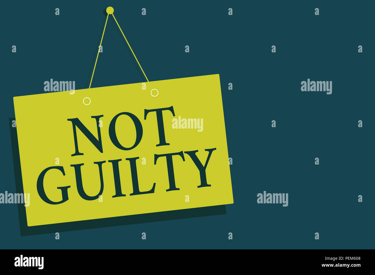 Writing note showing Not Guilty. Business photo showcasing someone is ...