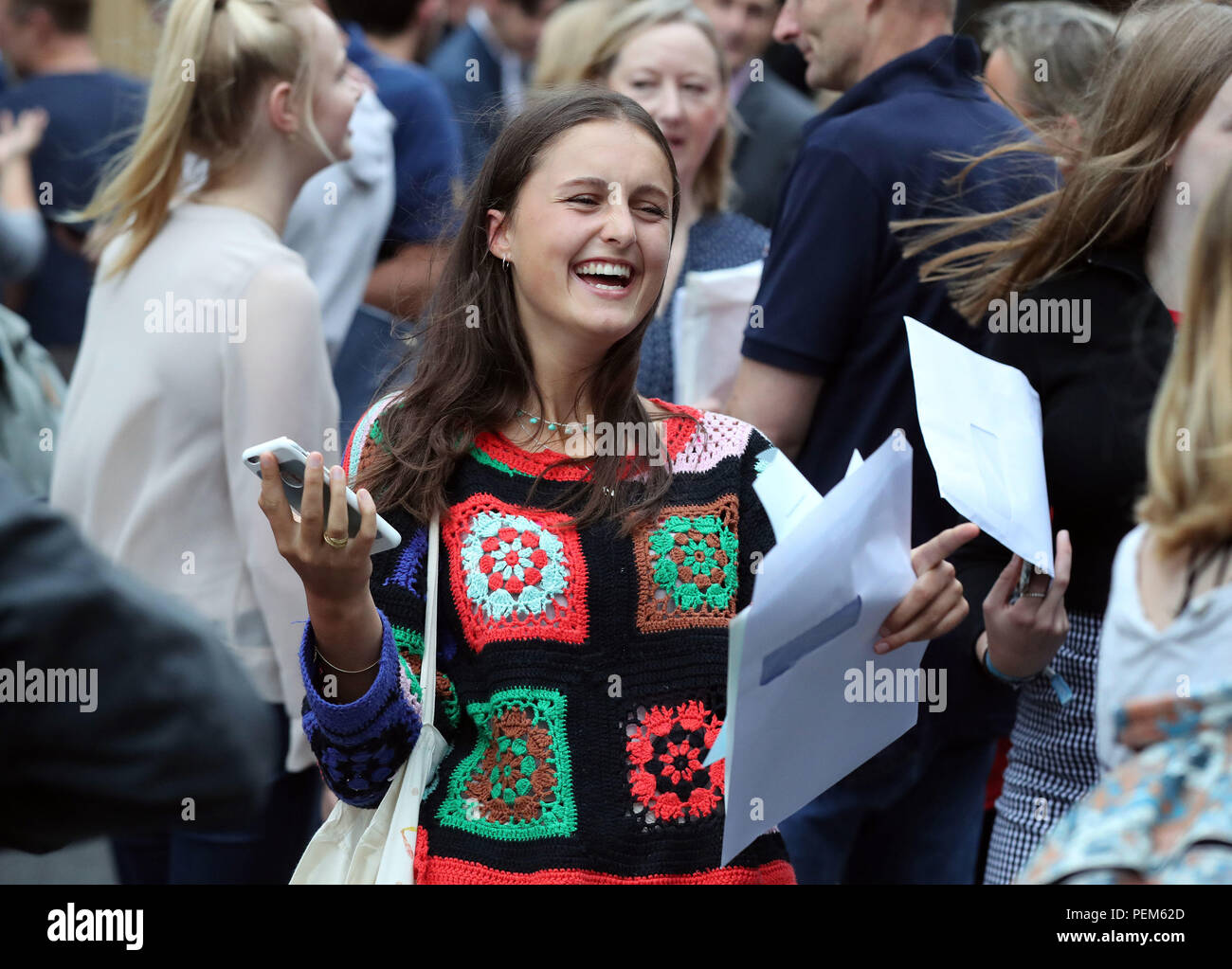 Natasha Vincent, daughter of presenter Katie Derham, celebrates her A ...