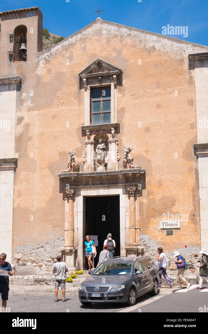 Italy Sicily Monte Tauro tourist resort Taormina 17th century Church ...