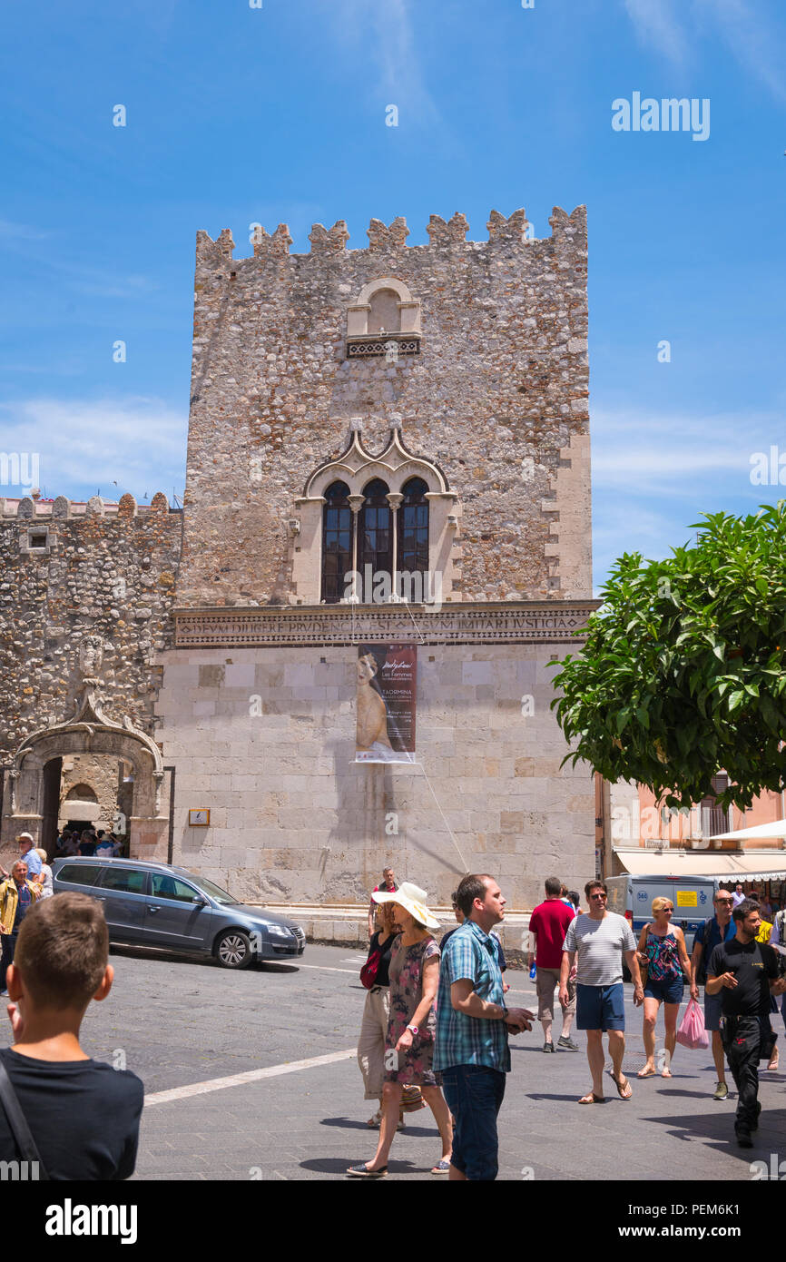 Italy Sicily Monte Tauro most famous luxury tourist resort Taormina ...