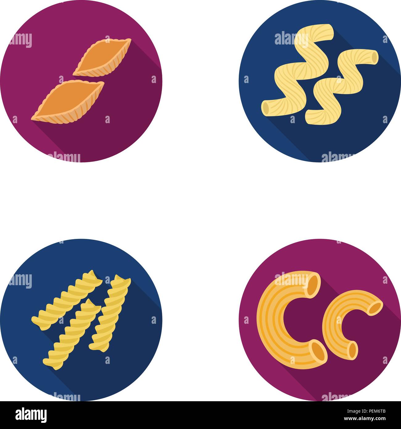 Different types of pasta. Types of pasta set collection icons in flat ...