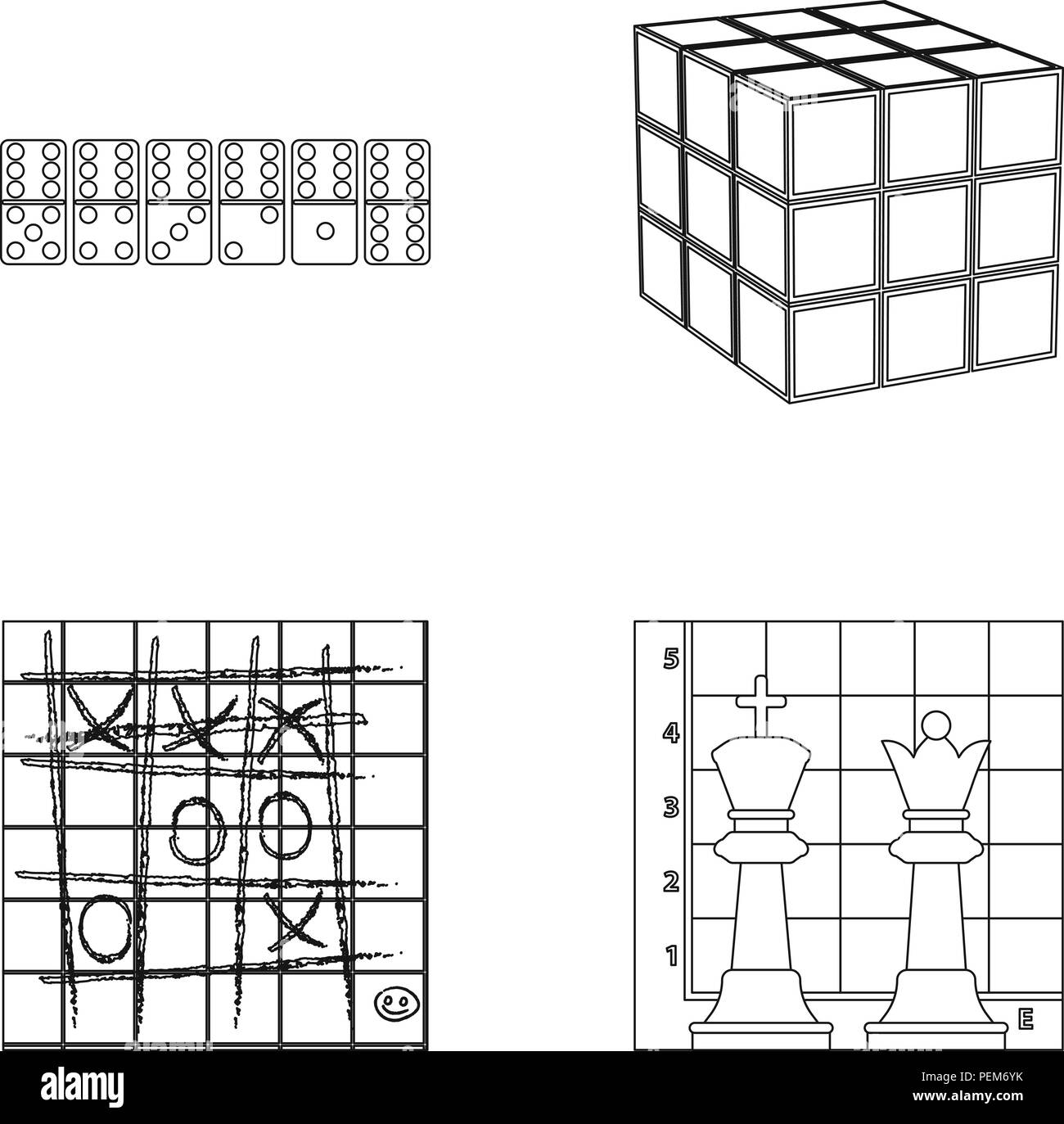 Board game outline icons in set collection for design. Game and ...