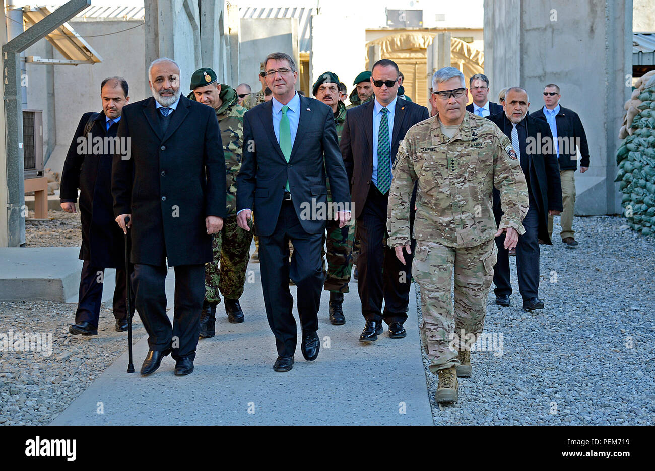 U.S. Defense Secretary Ash Carter, General John Campbell, and Afghan ...