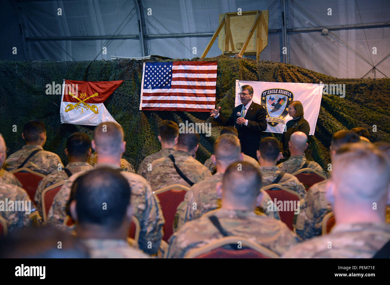 U.S. Defense Secretary Ash Carter and his wife Stephanie Carter speak ...