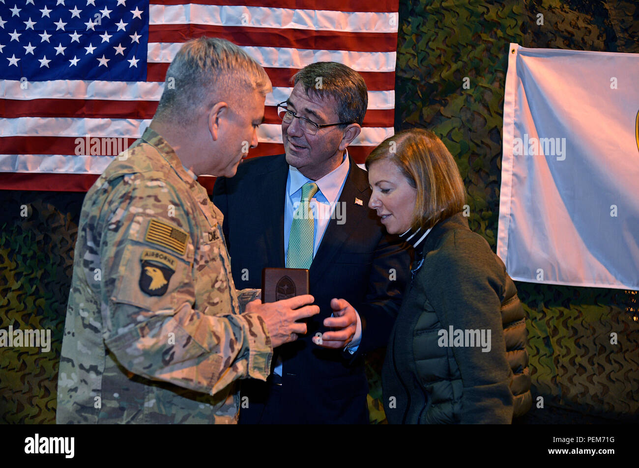 Gen. John Campbell presents U.S. Defense Secretary Ash Carter and his ...