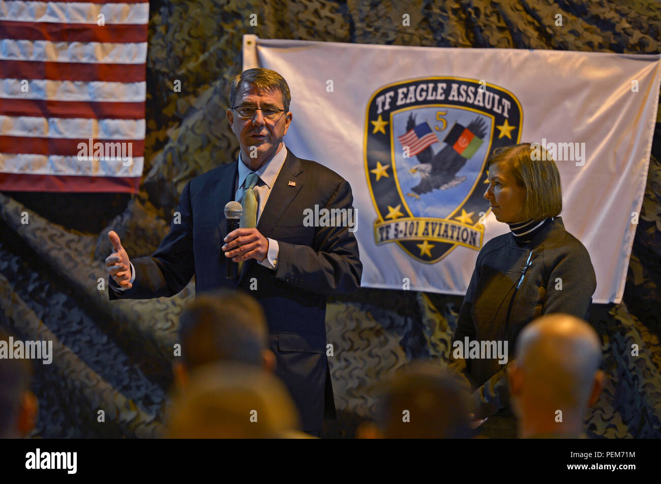 U.S. Defense Secretary Ash Carter and his wife Stephanie Carter speak ...