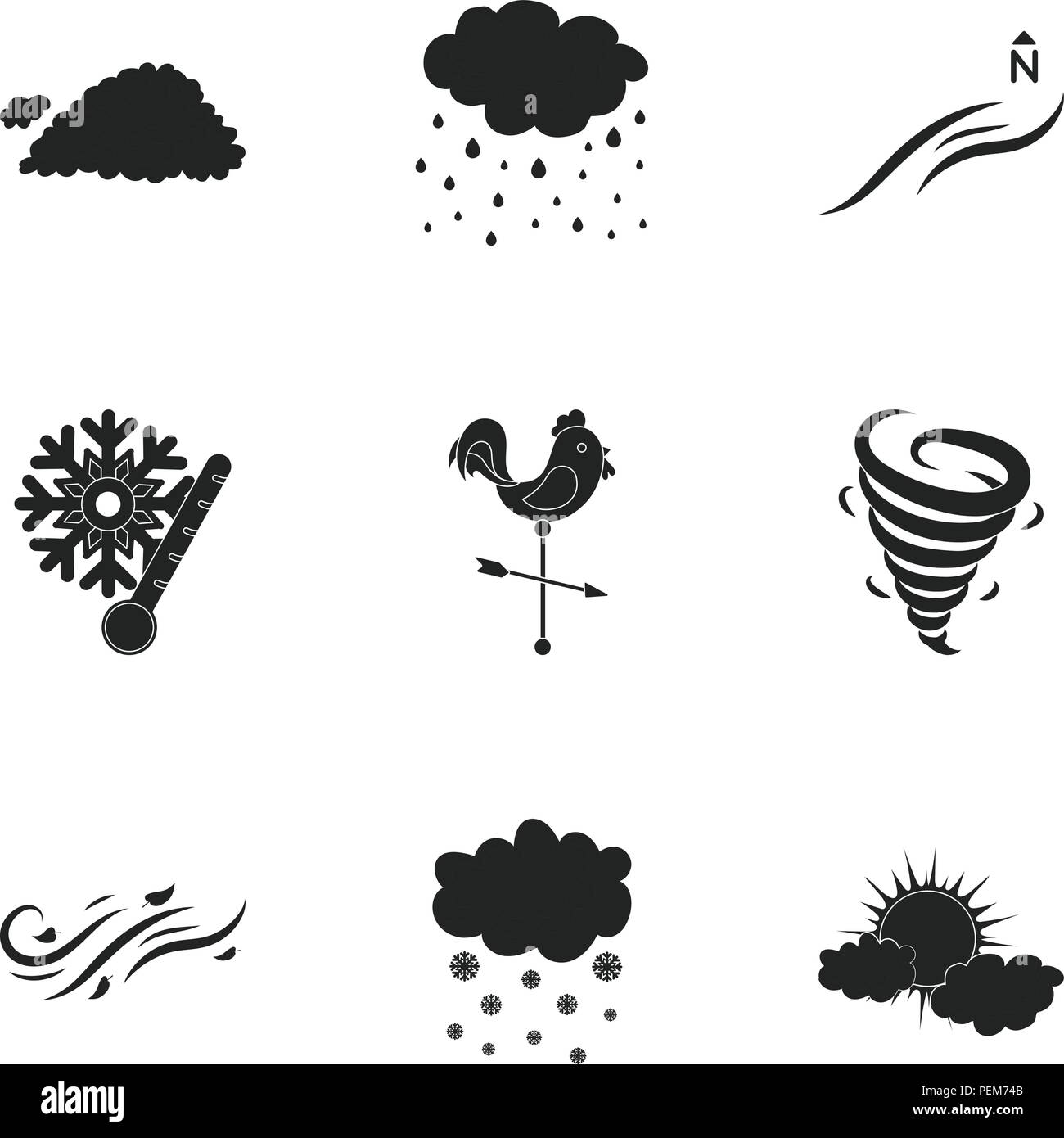 Weather set icons in black style. Big collection of weather vector ...