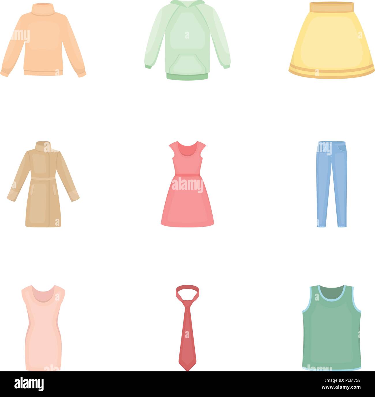 Clothes set icons in cartoon style. Big collection of clothes vector ...