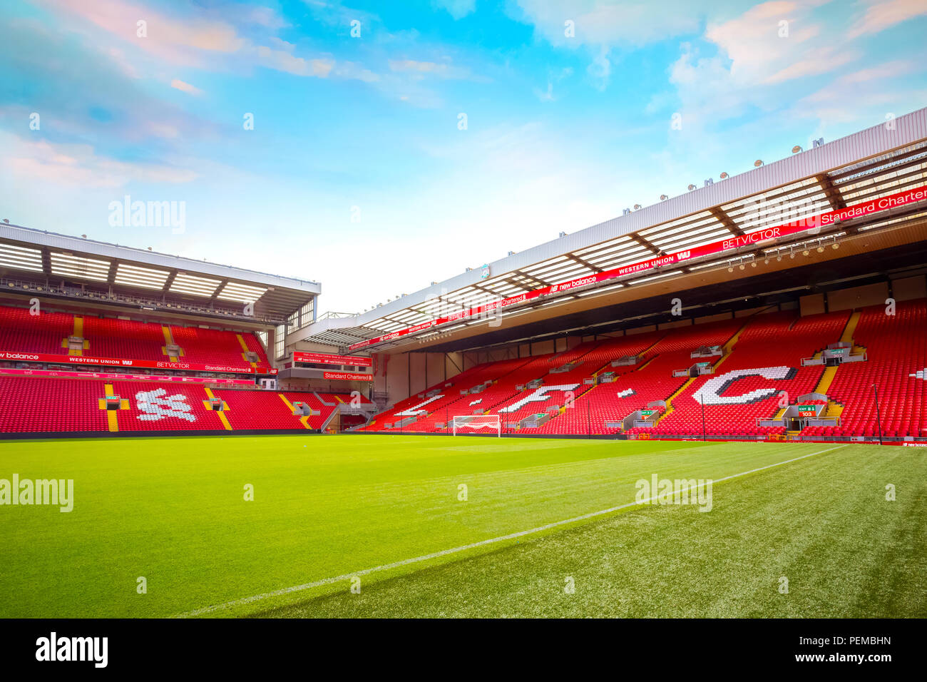 LIVERPOOL, UNITED KINGDOM - MAY 17 2018: Anfield stadium, the home ...