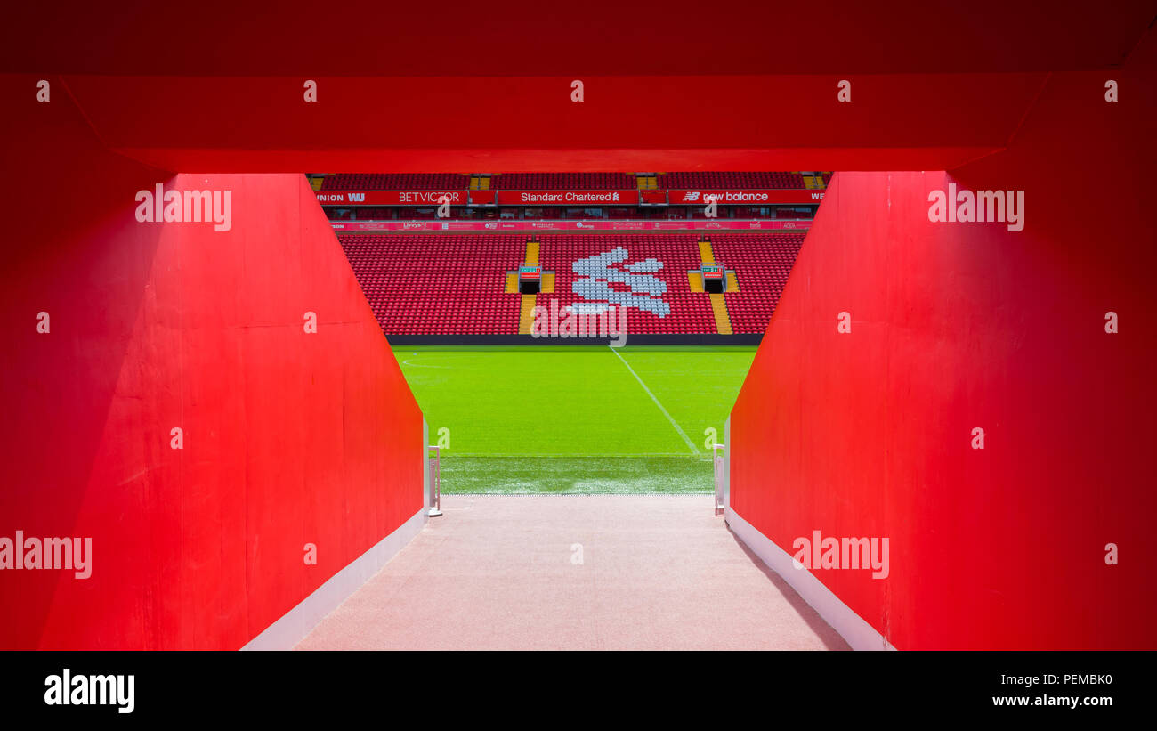 LIVERPOOL, UNITED KINGDOM - MAY 17 2018: Anfield stadium, the home ...