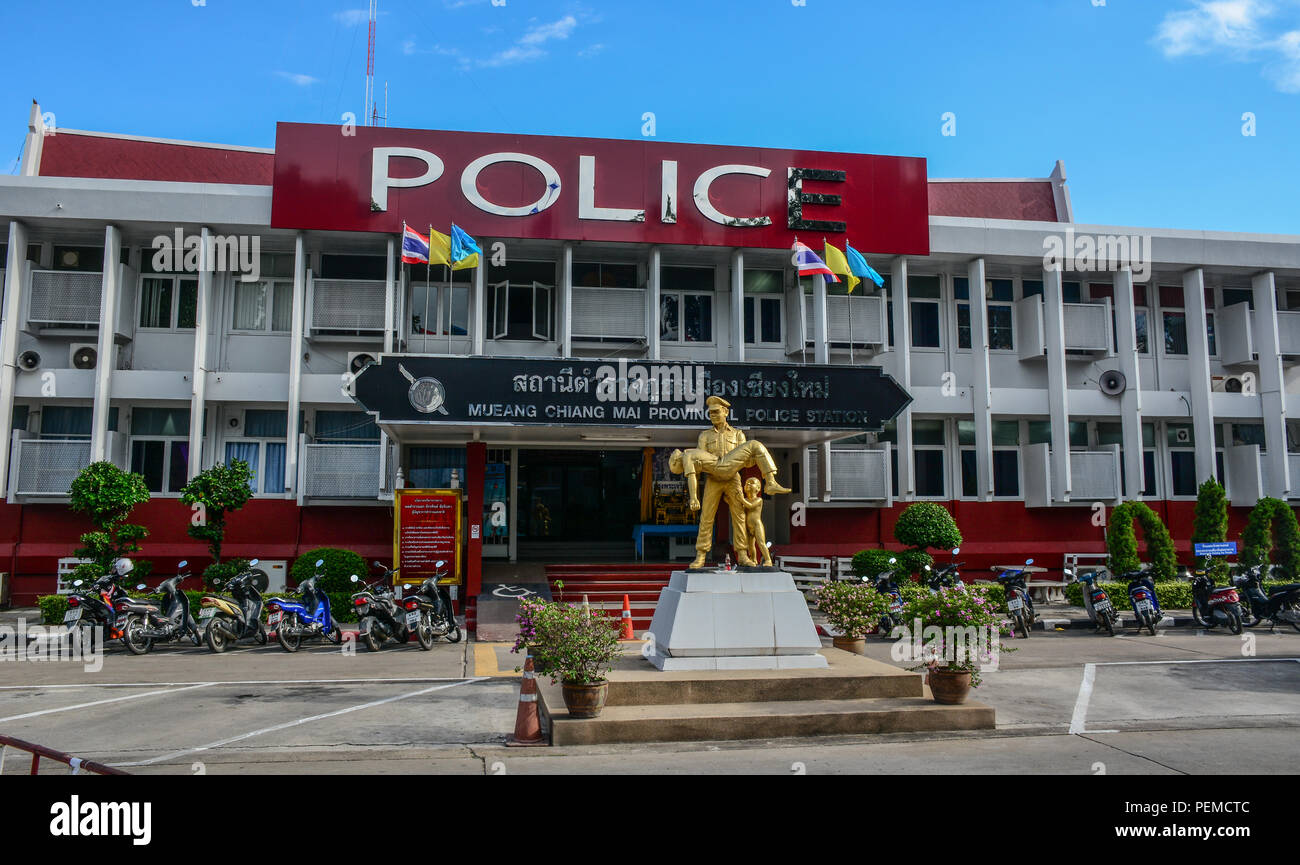 Chiang Mai, Thailand - Jun 22, 2016. View of Chiang Mai Province Police ...