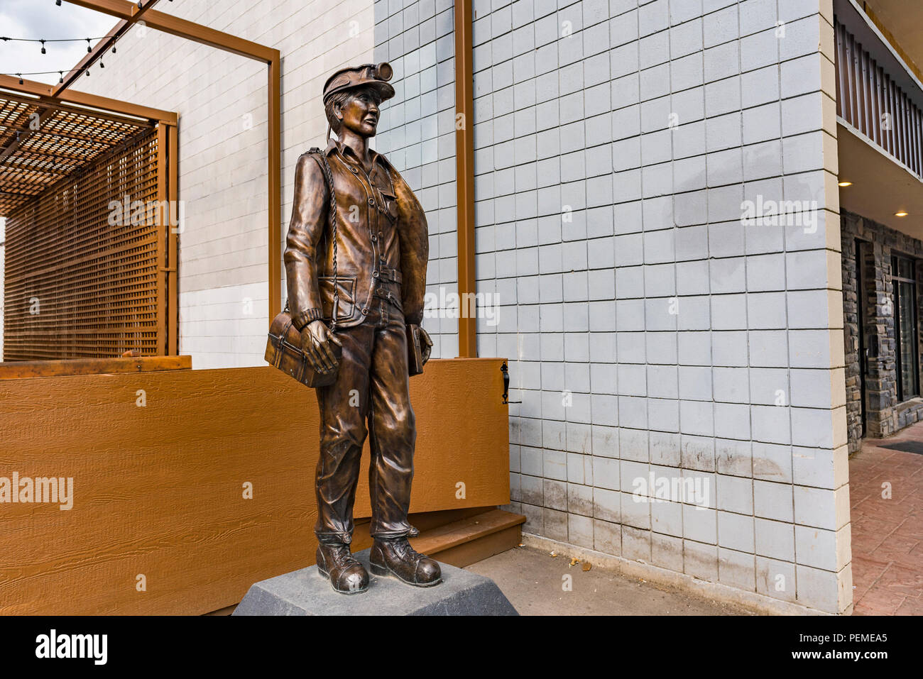 The Canmore Miner statue by artist Lorne Wall, Canmore, Alberta, Canada ...