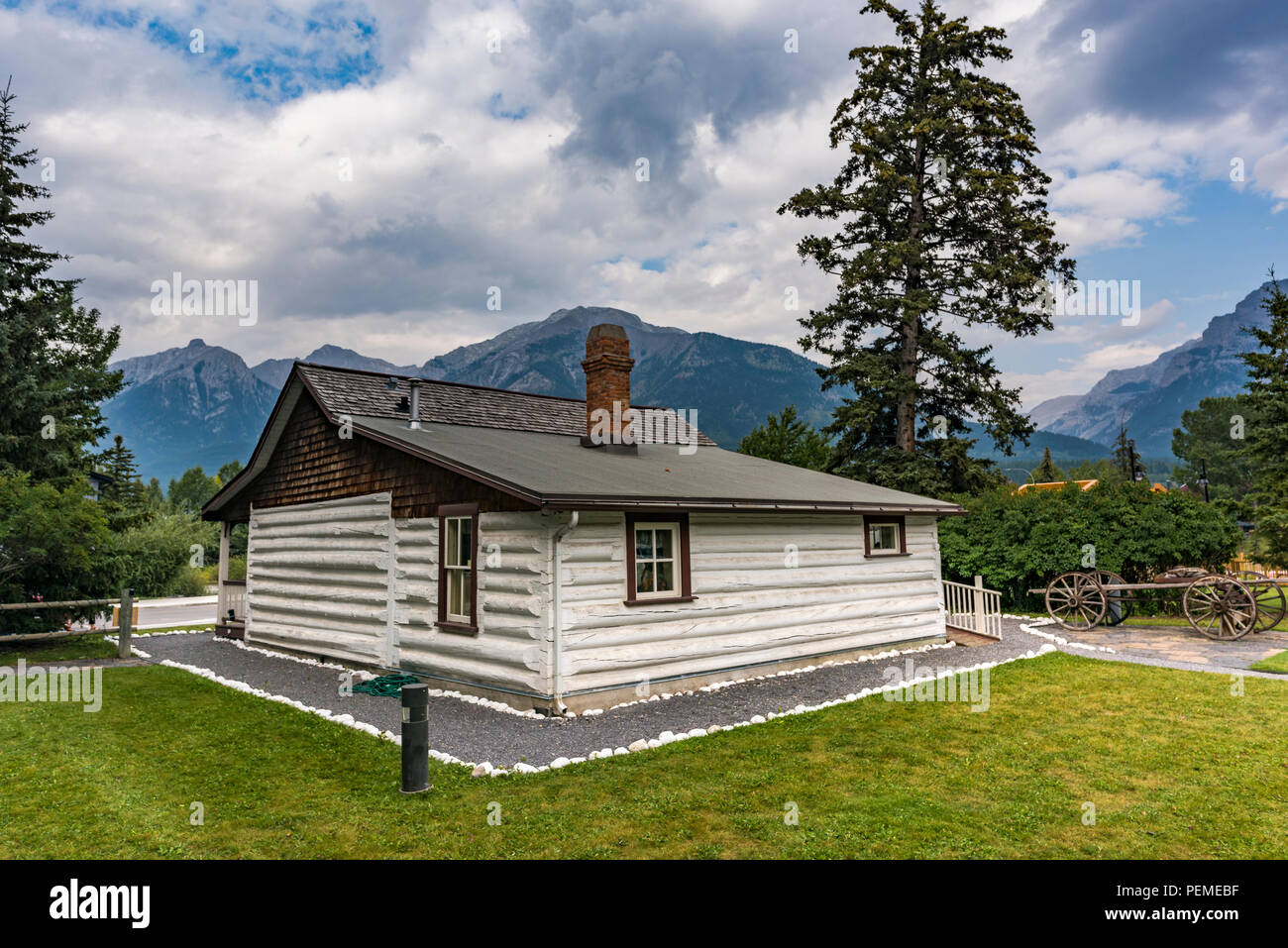 Northwest Mounted Police Barracks, Canmore, Alberta, Canada Stock Photo ...