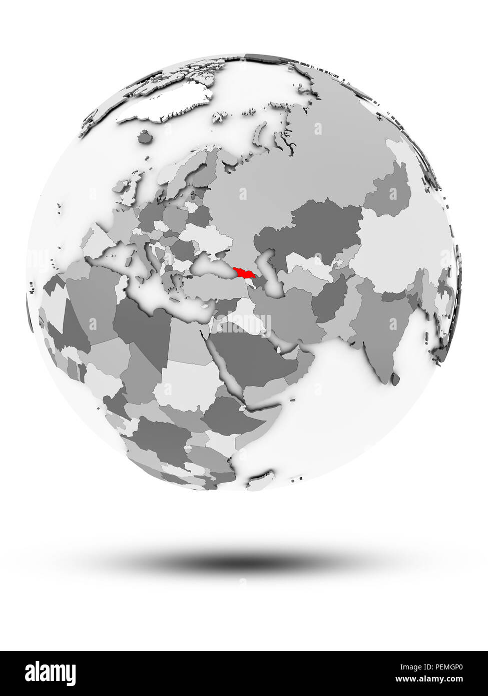 Georgia on simple gray globe with shadow isolated on white background ...