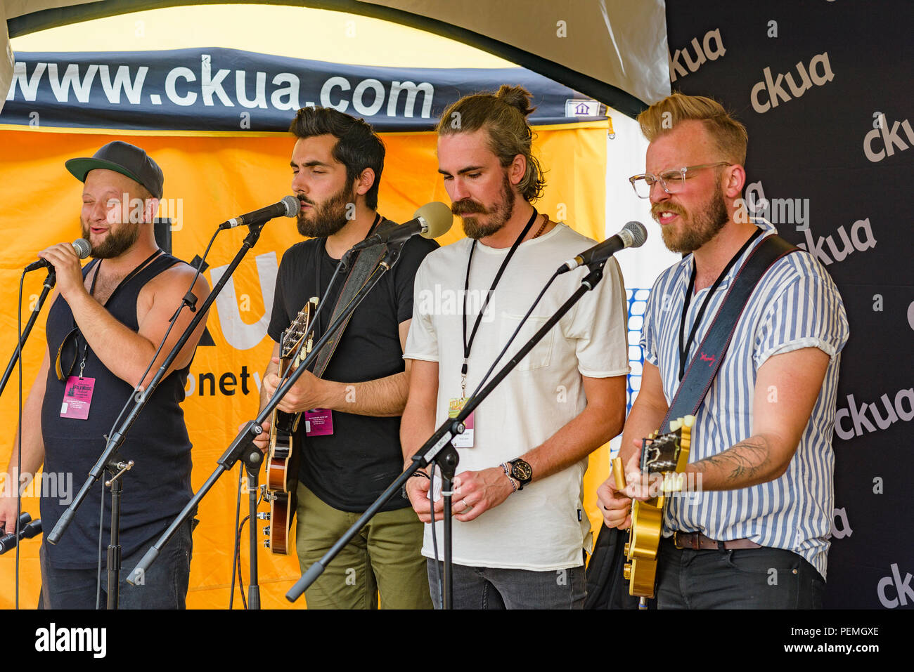 Brothers Landreth perform at CKUA tent, Edmonton Folk Music Festival ...