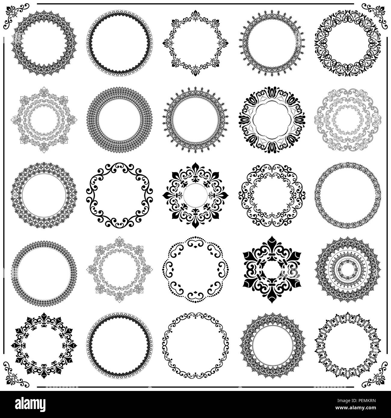 Vintage Set of Round Elements Stock Photo - Alamy