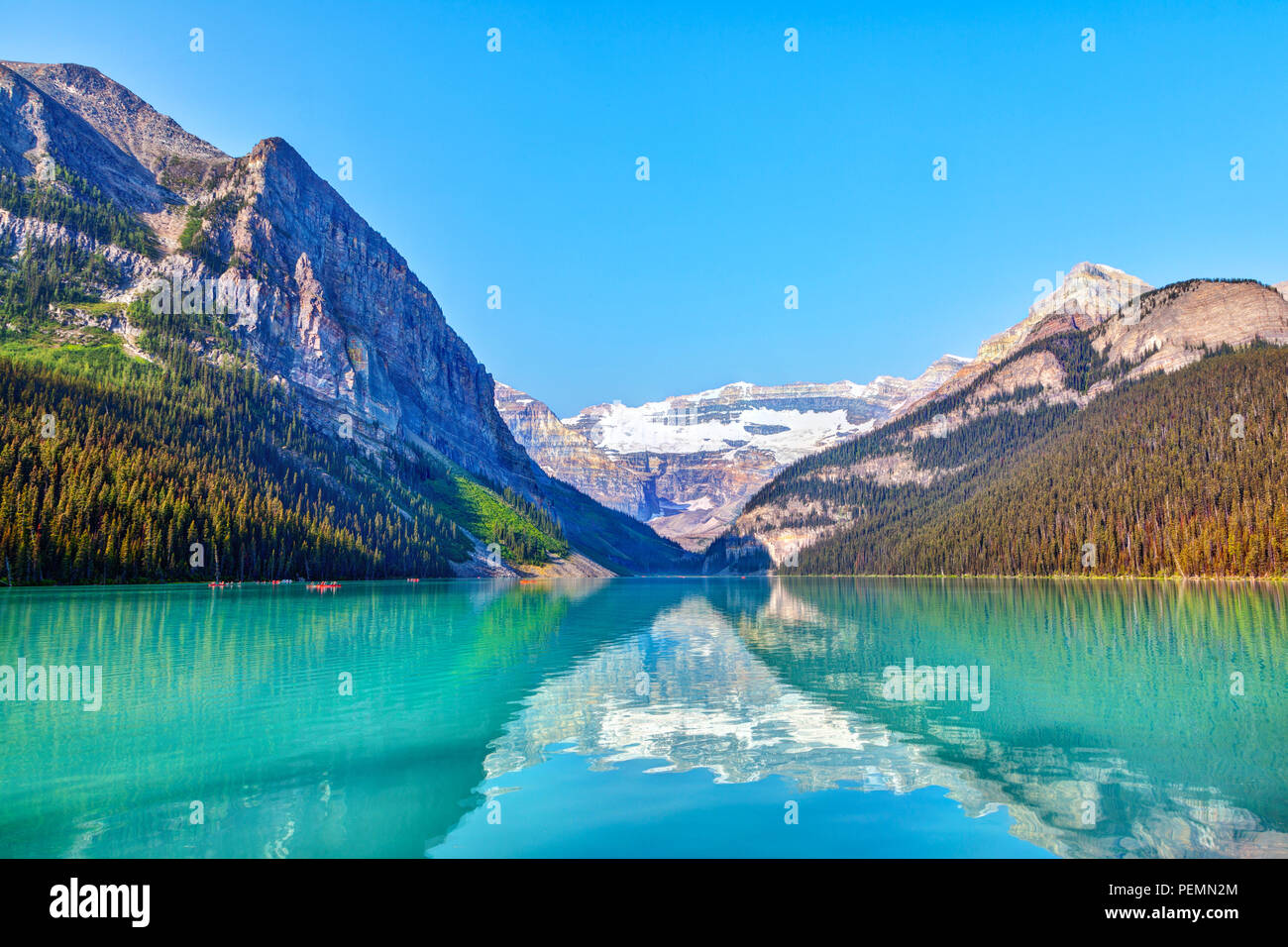 Lake Louise in Banff National Park with its glacier-fed turquoise lakes ...