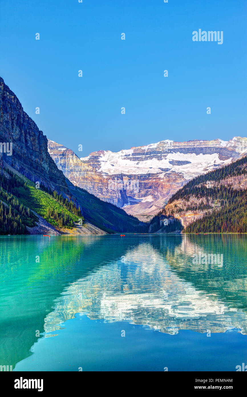 Lake Louise in Banff National Park with its glacier-fed turquoise lakes ...