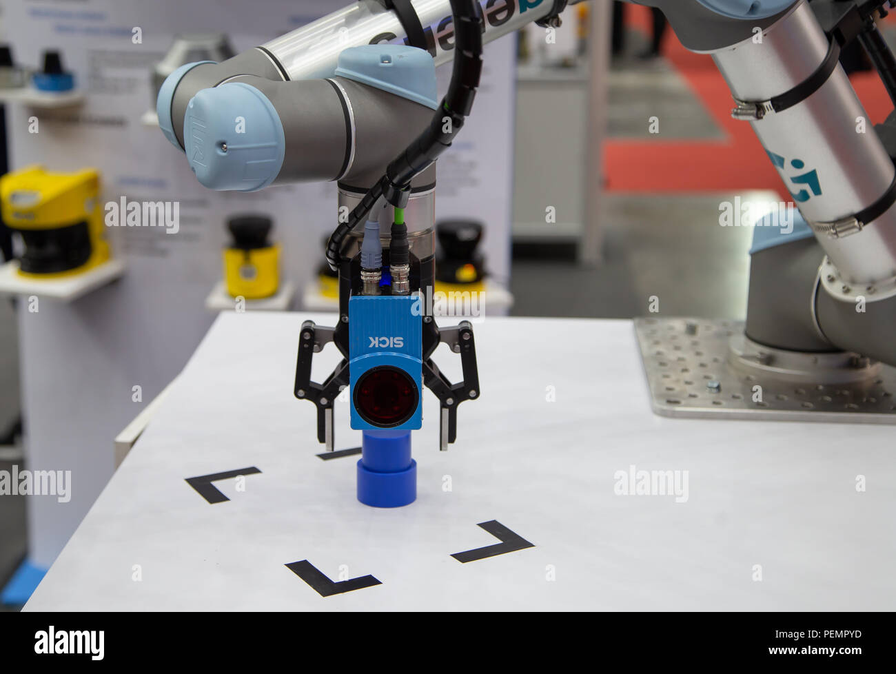 Bangkok, Thailand - June 20, 2018: Robot arm perform loading ...