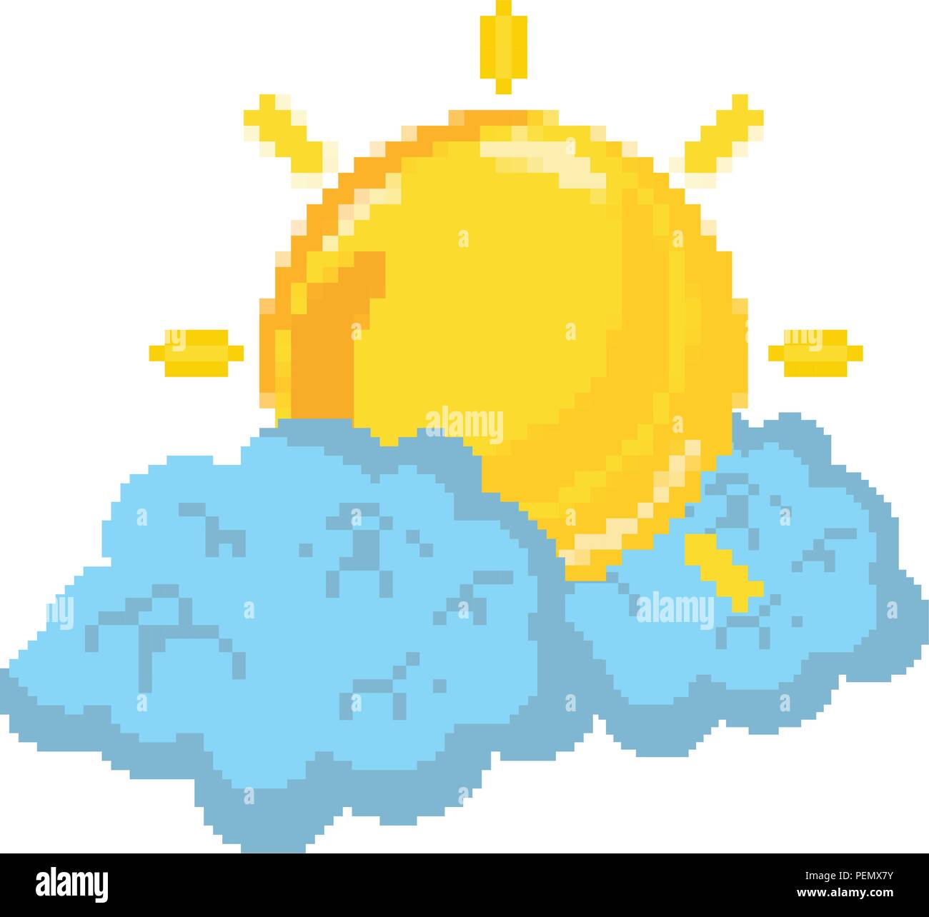 pixelated bright sun weather and fluffy clouds Stock Vector Image & Art ...