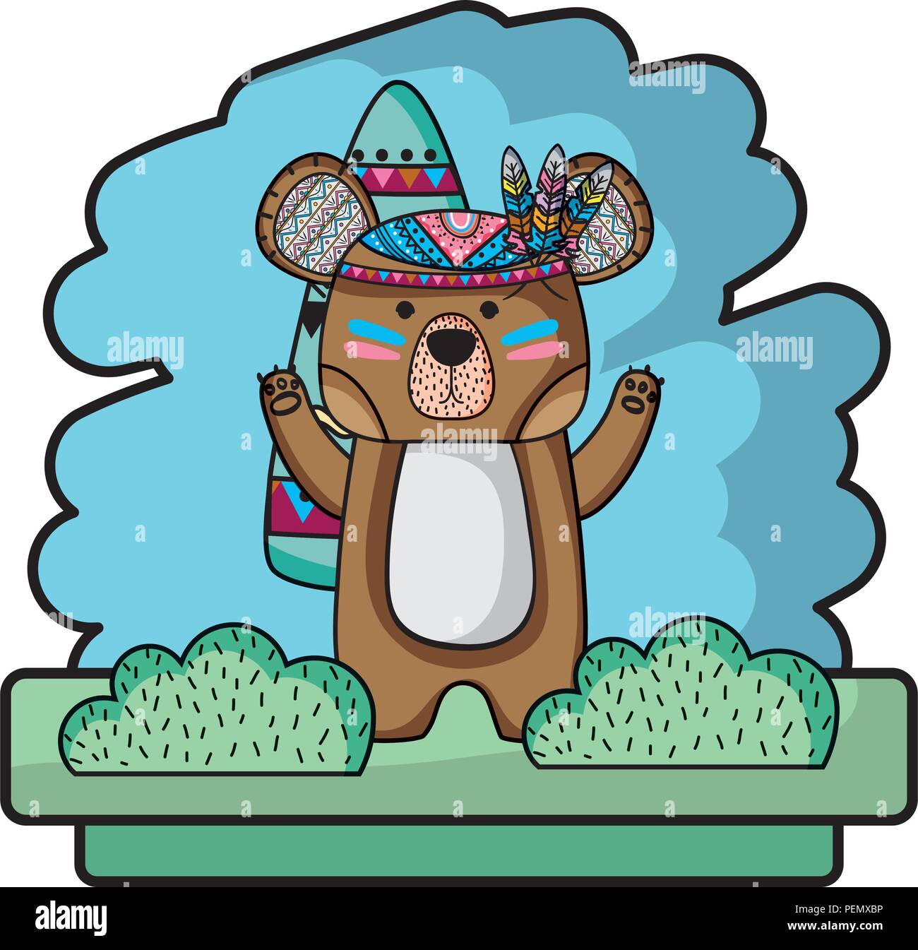tribal bear animal with feathers style Stock Vector Image & Art - Alamy