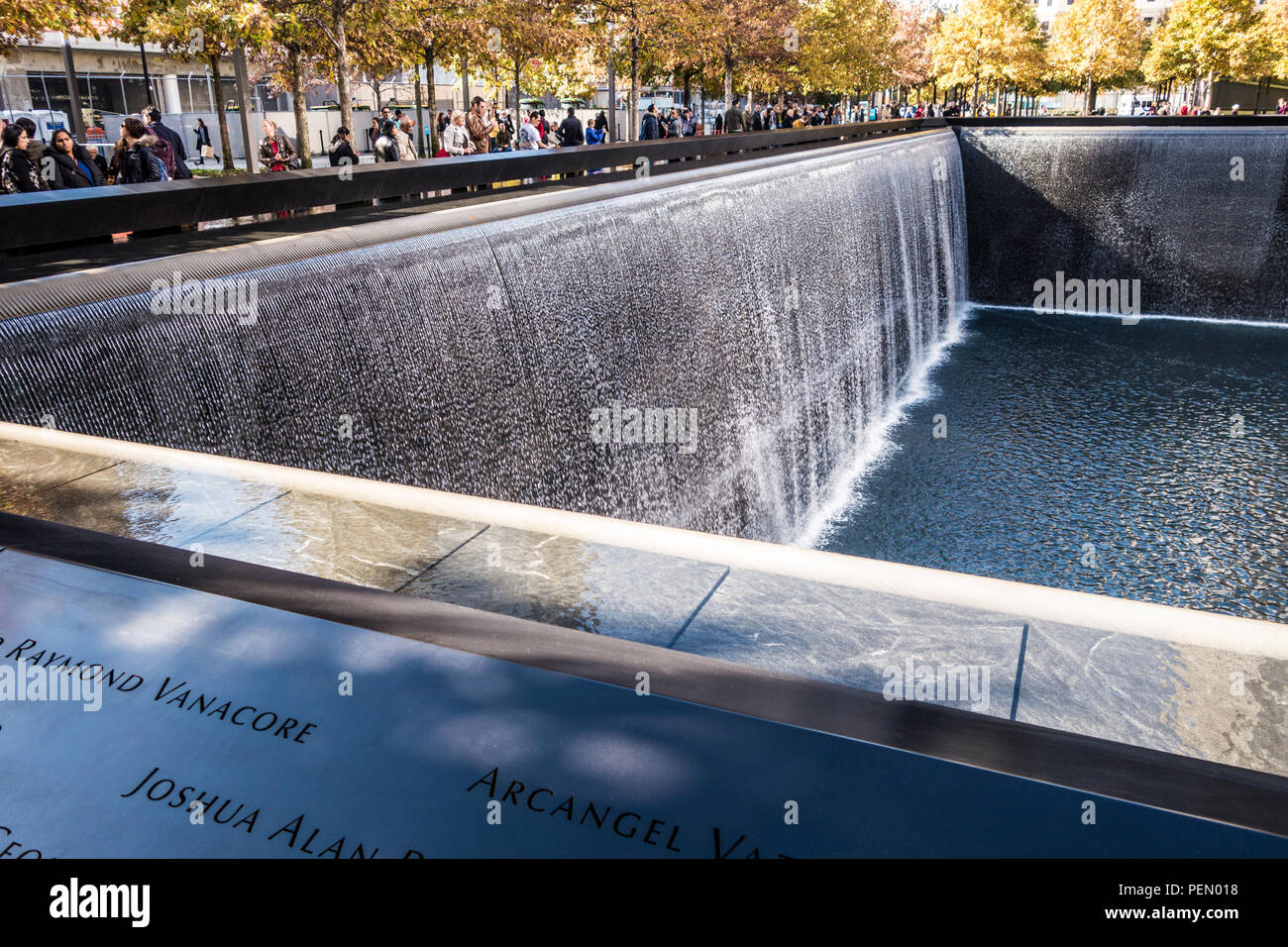 New York, New York / Nov 4, 2014: 9/11 memorial infinity pool Stock ...