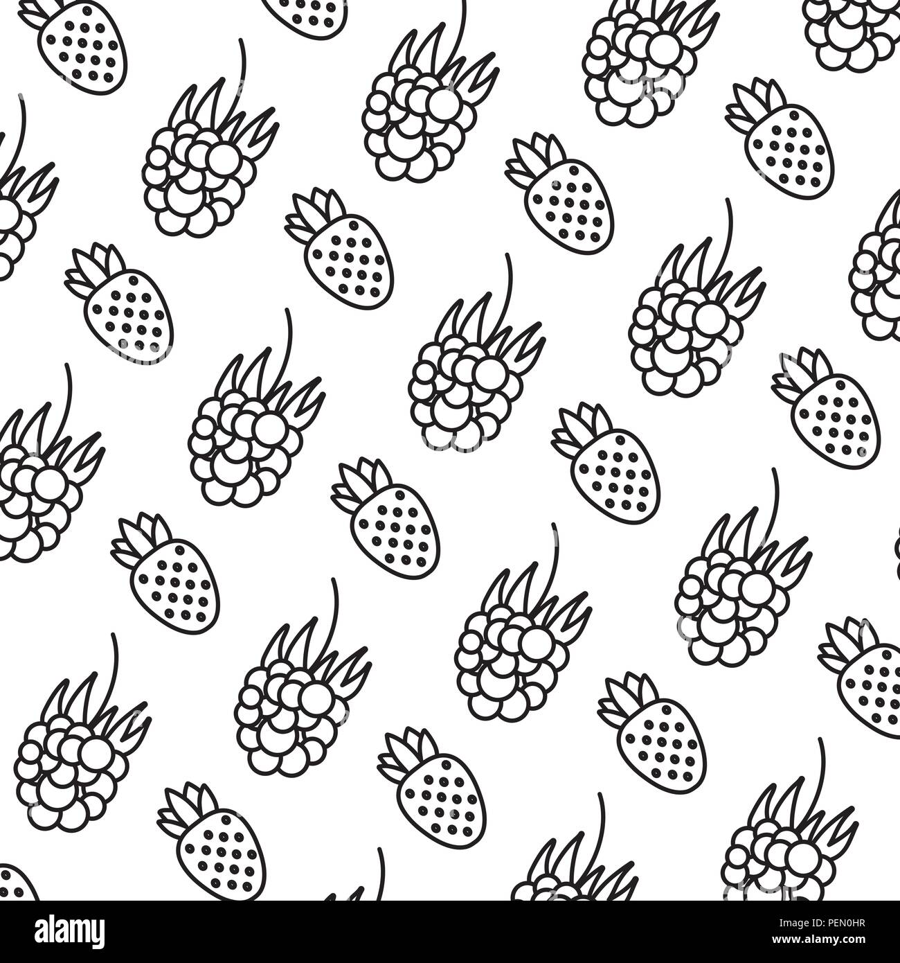 line delicious strawberry and grape fruits background Stock Vector Image & Art - Alamy