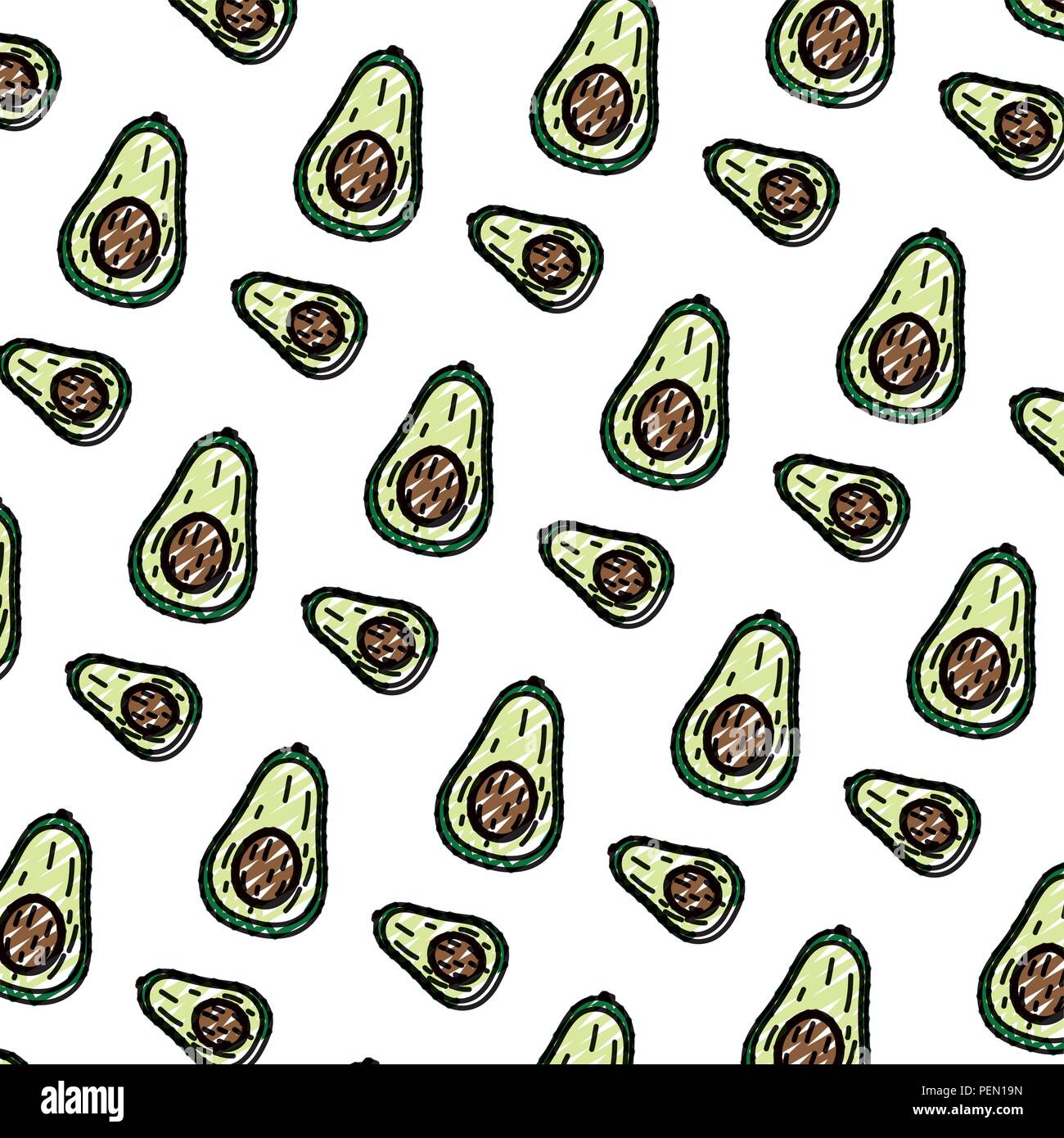 doodle delicious avocado fresh fruit background Stock Vector Image ...
