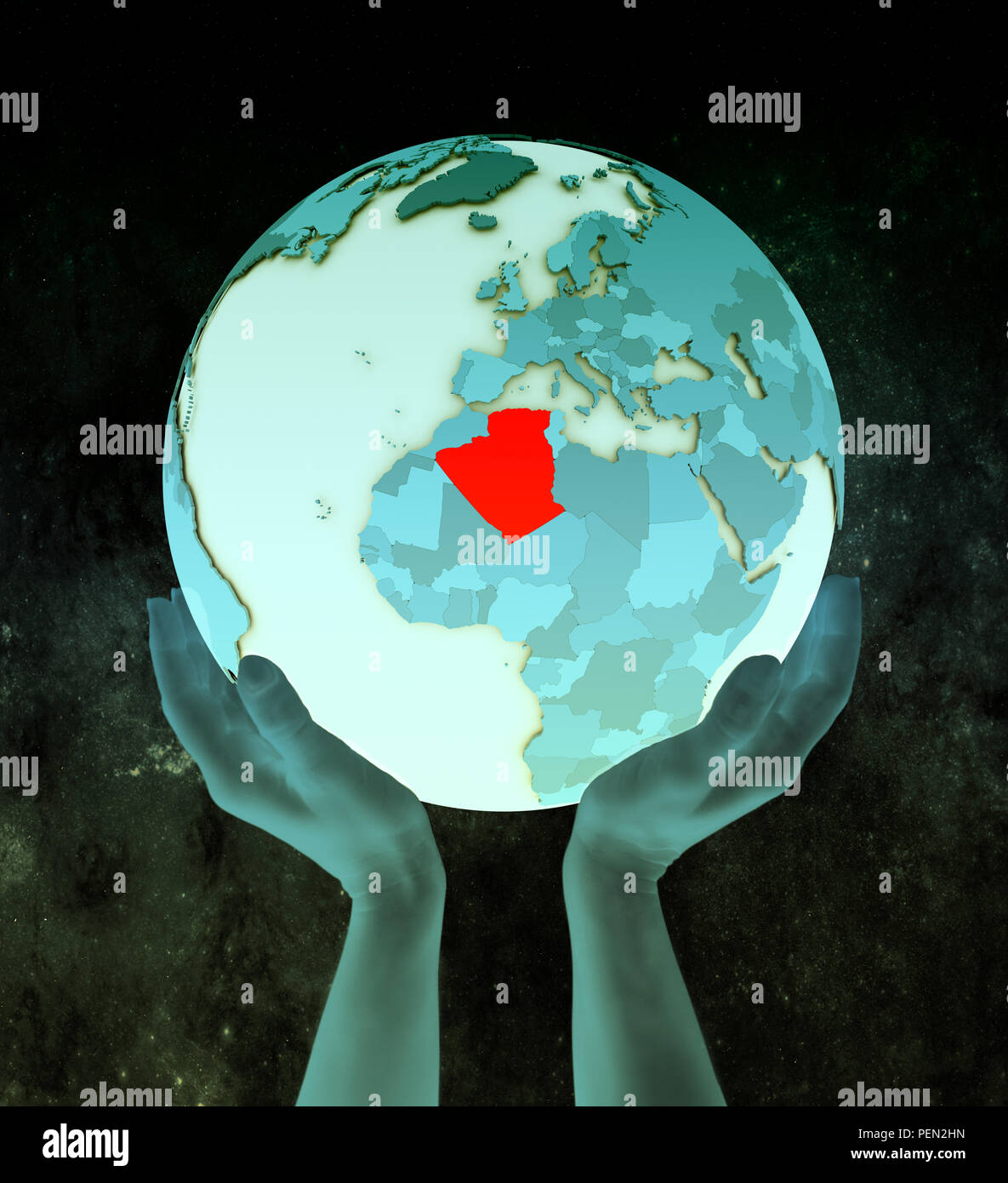 Algeria map in blue hi-res stock photography and images - Alamy