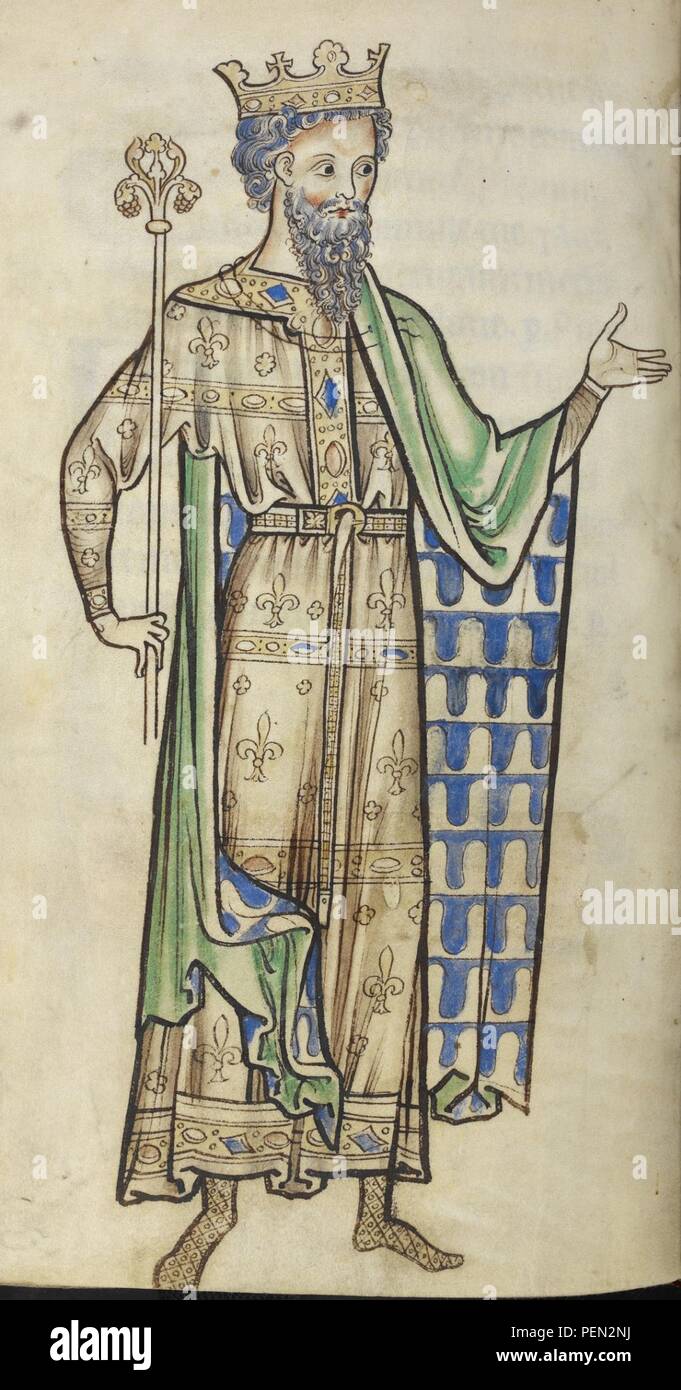 Westminster Psalter - caption 'Drawing of a king holding a sceptre ...