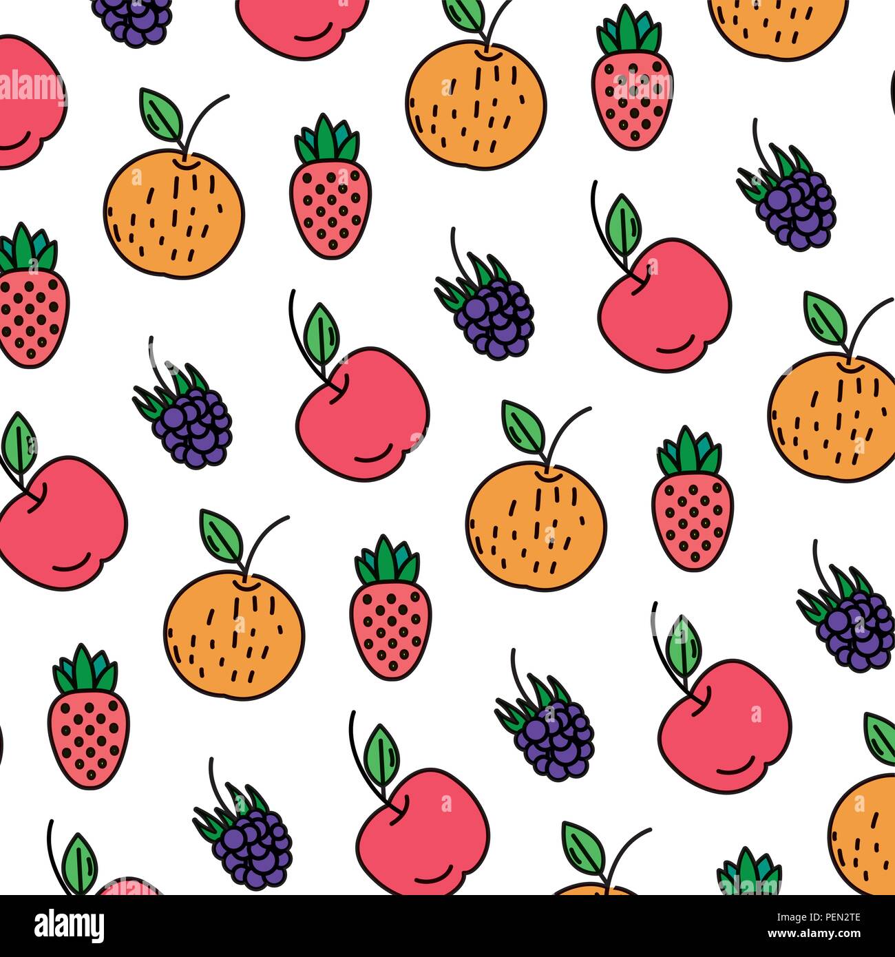 color delicious fresh fruits nutrition background Stock Vector Image ...