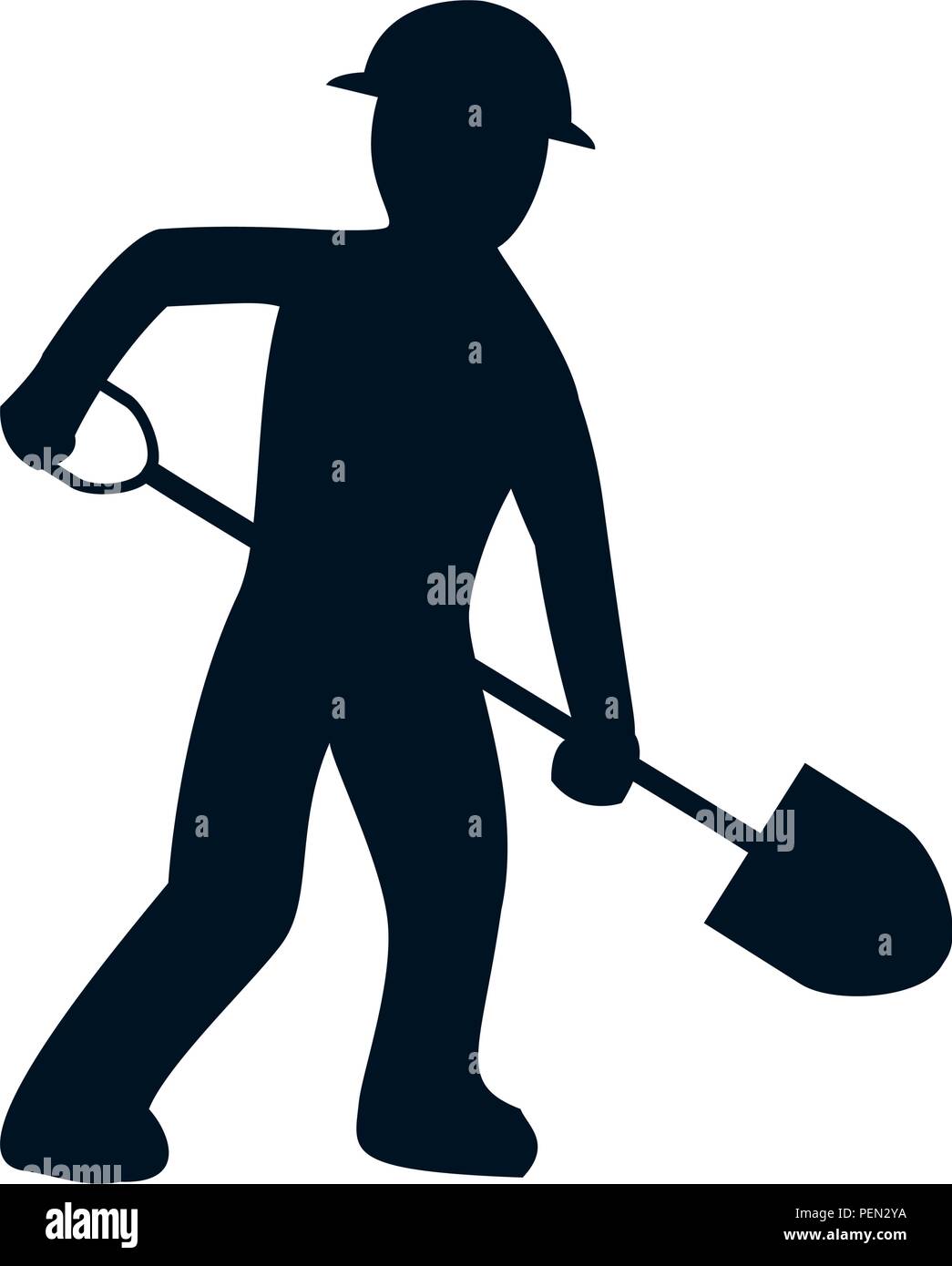 pictogram laborer with shovel equipment maintenance Stock Vector Image ...