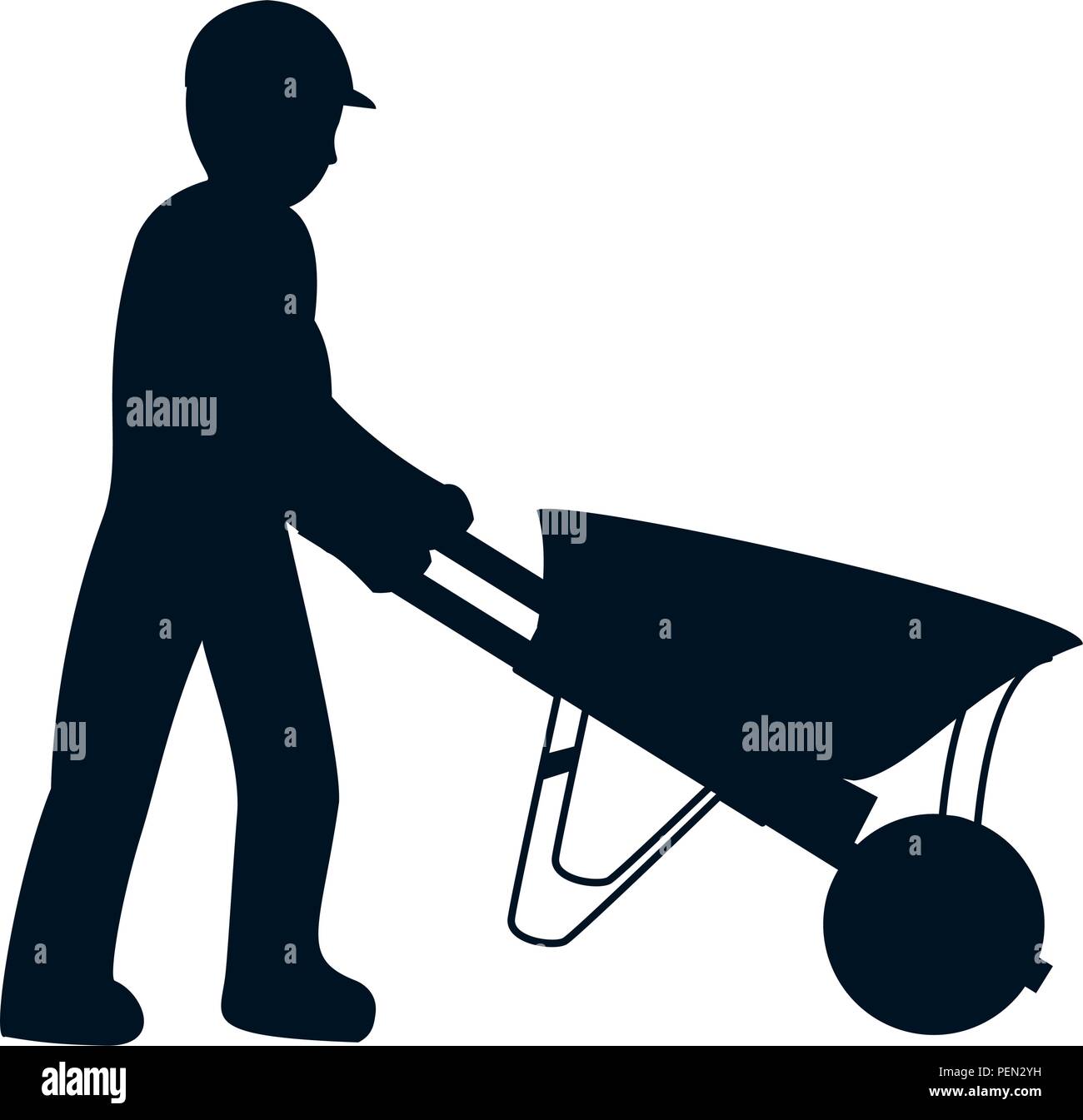 pictogram laborer with wheelbarrow equipment maintenance Stock Vector ...