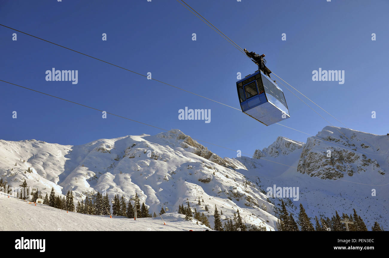 van aerial tramway to the blue sky background Stock Photo - Alamy
