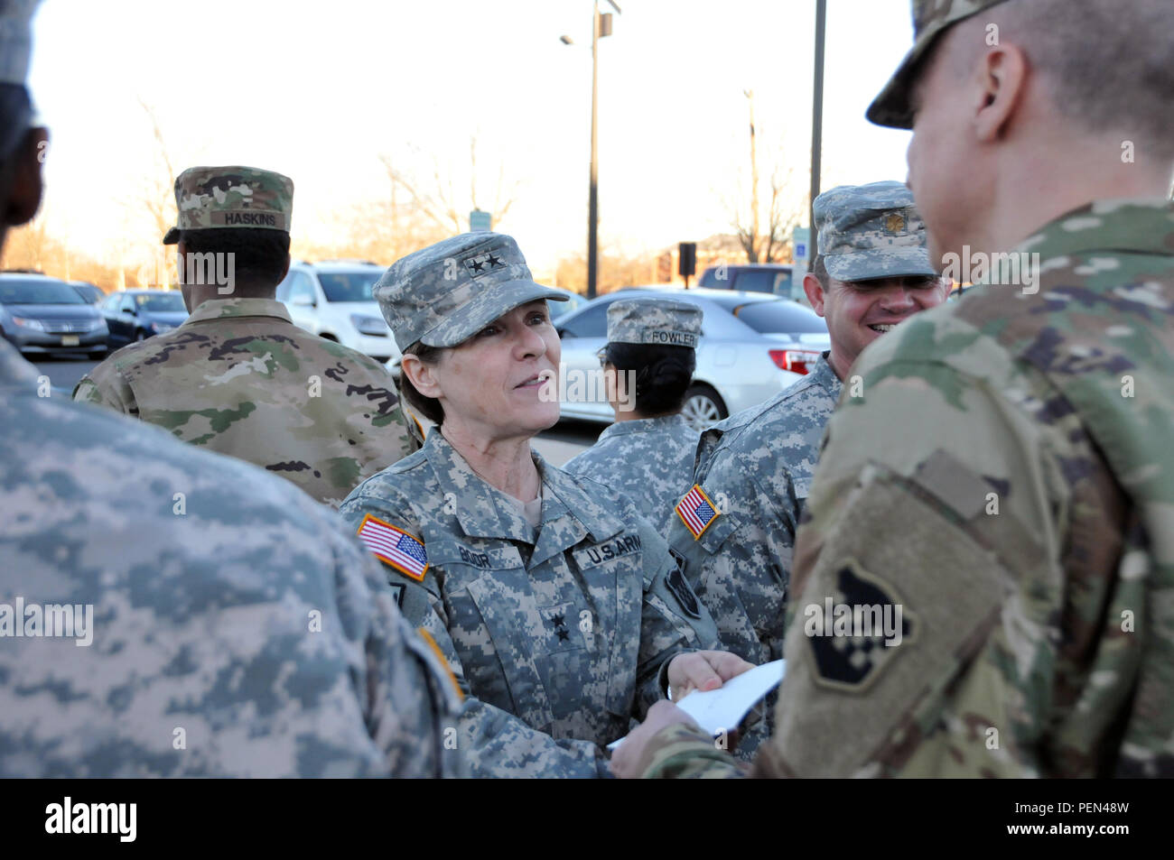 Following a Commander's Huddle held on Nov. 18, Maj. Gen. Margaret W ...