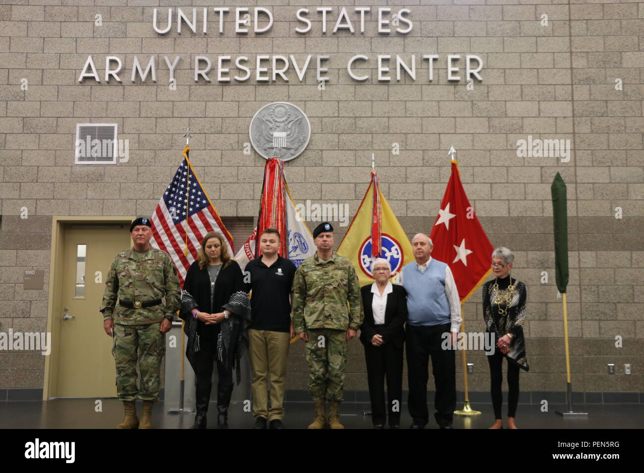 Maj. Gen. Leslie Carroll (left), and Brig. Gen. Vincent B. Barker stand ...