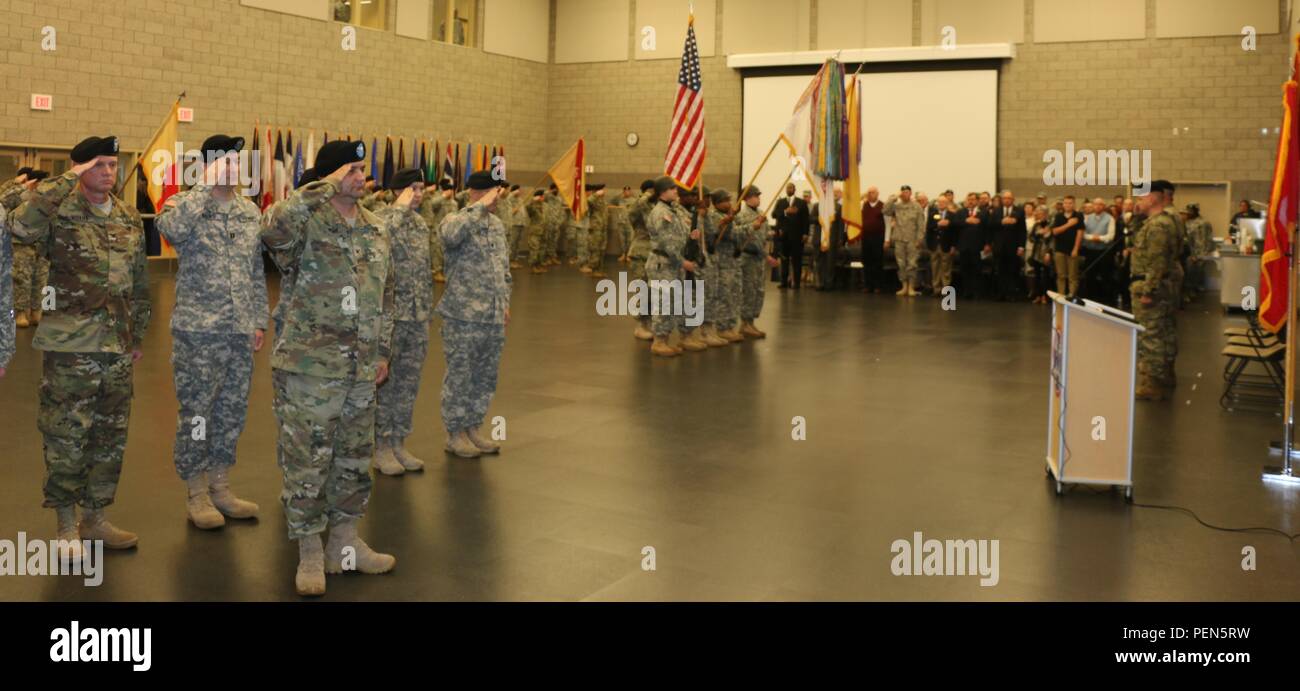 Unit commanders and their guidons render salutes during the 310th ...
