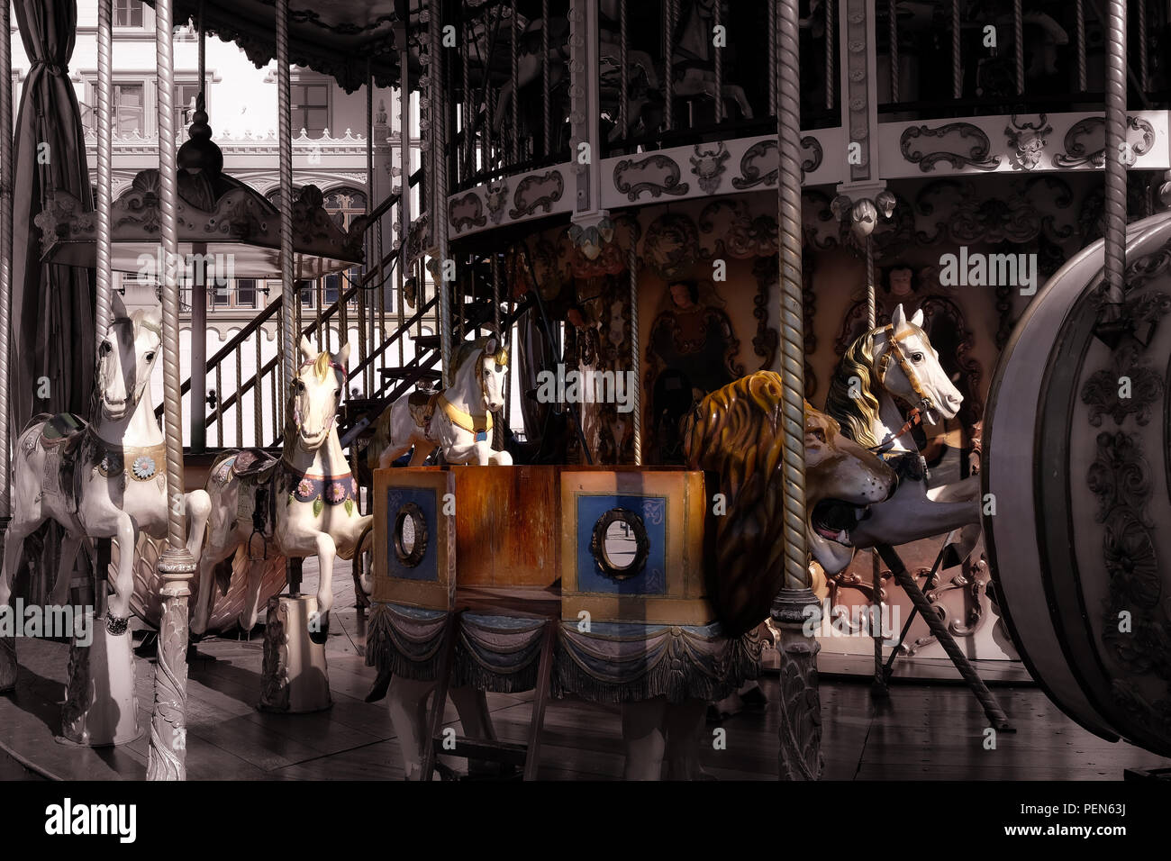 Old fashioned merry go round hi-res stock photography and images - Alamy