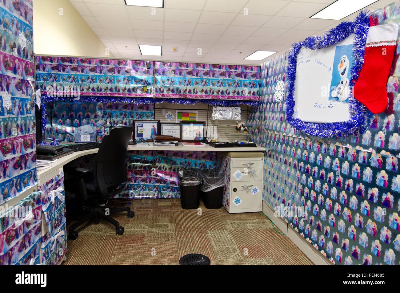 Cubicles were festively decorated throughout the building as U.S. Army ...