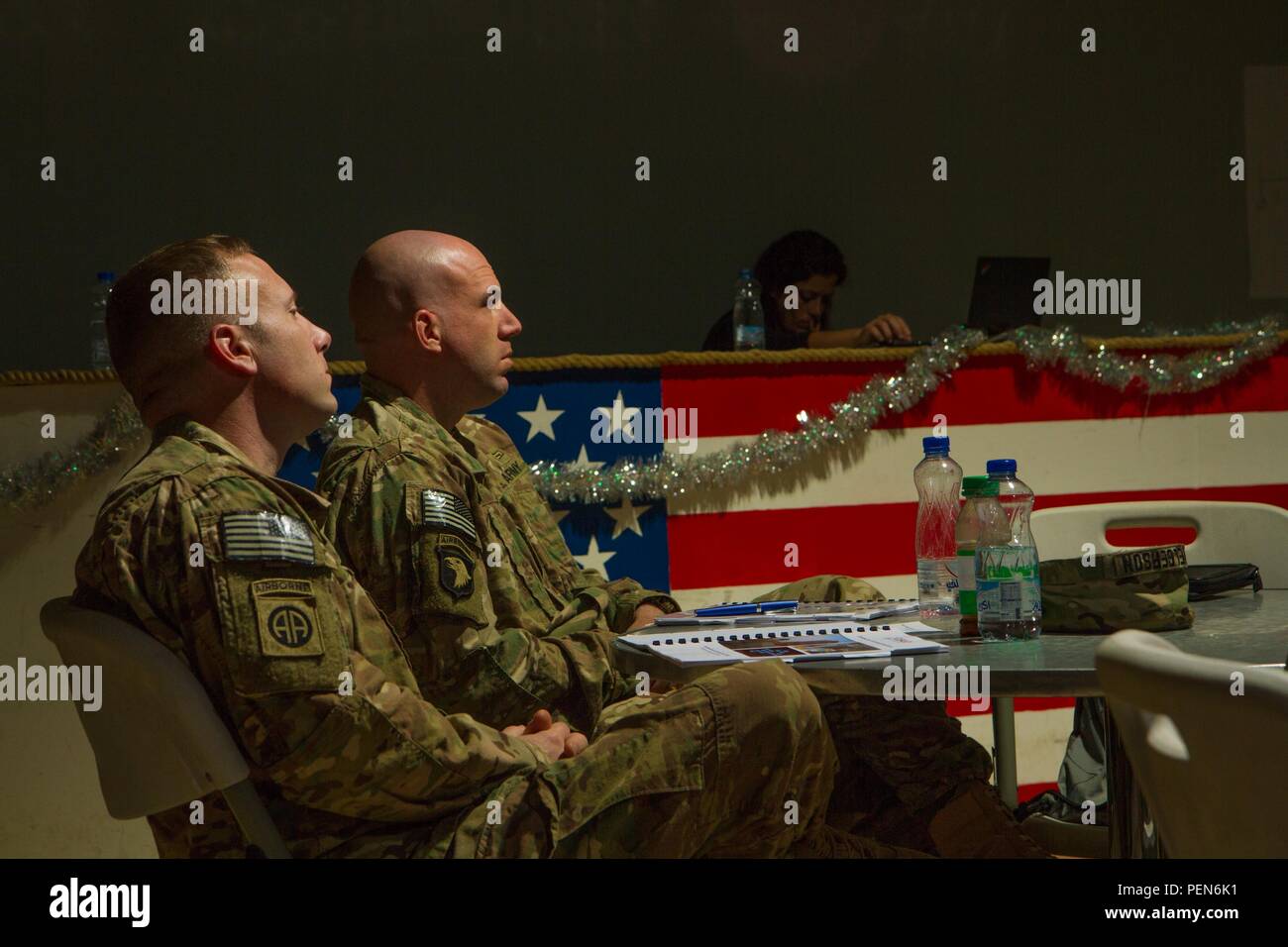 Maj. Joel Helgerson (front) and Capt. Fredrick Alf (rear), plans ...
