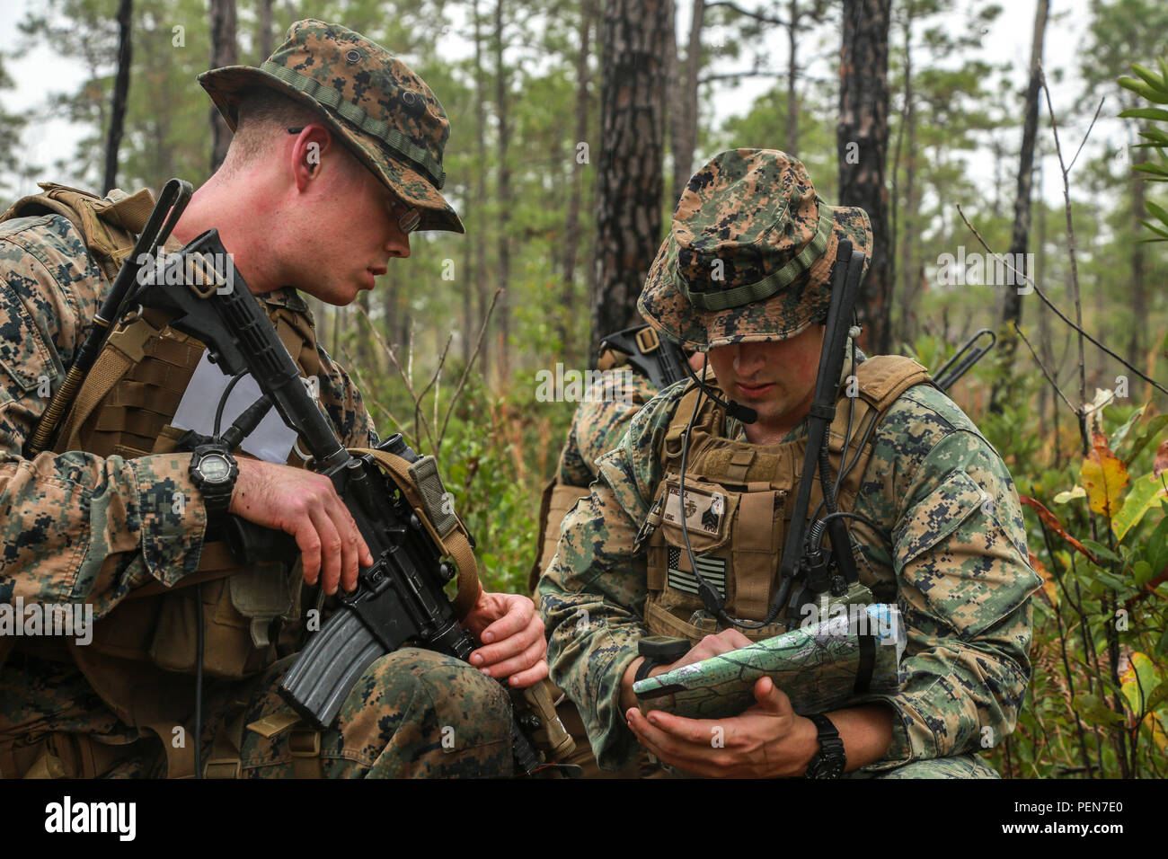 U.S. Marine Corps 1st Lt. Chris Lamping, platoon commander, and Sgt ...