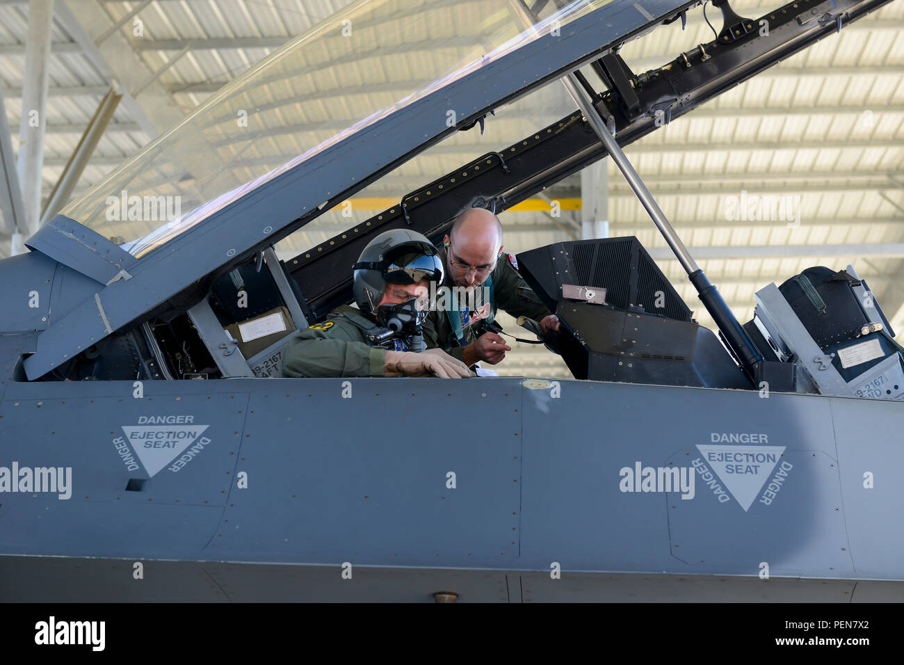 Maj. Nathan Garrett, 125th Fighter Squadron flight commander, ensures ...
