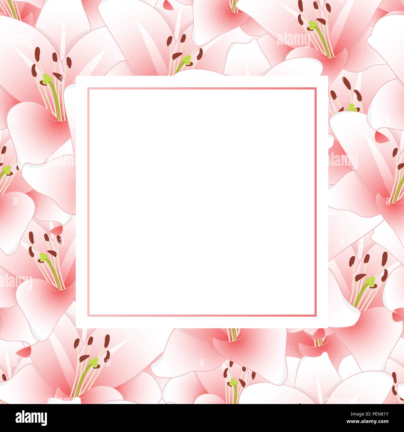 Pink Lily Flower Banner Card. Vector Illustration Stock Vector Image ...
