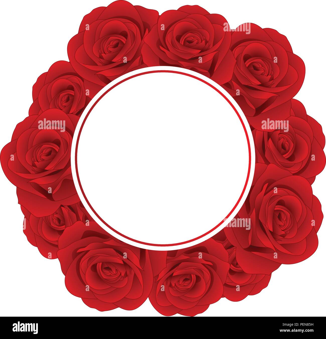 Beautiful Red Rose Banner Wreath - Rosa isolated on White Background ...