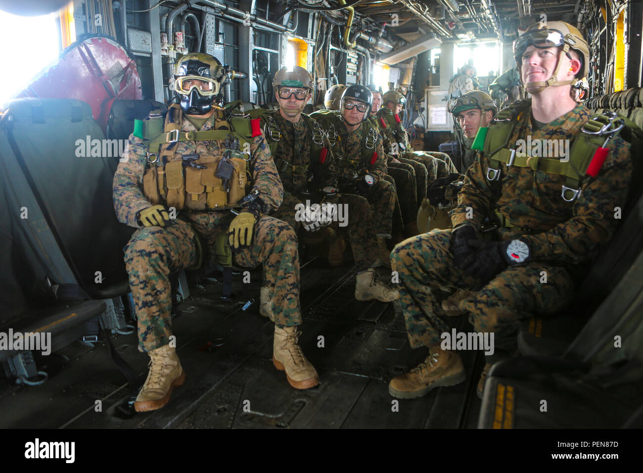 Marines with the 1st Expeditionary Operations Training wait to reach ...